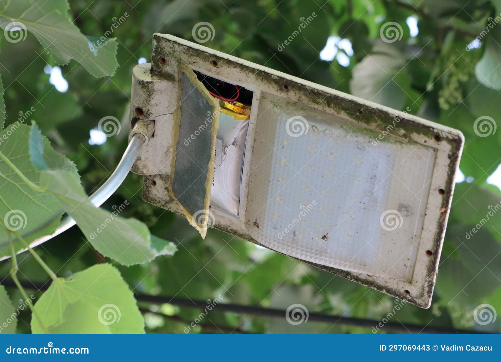 Old Solar Powered Flashlight with Swollen Battery Stock Image - Image ...