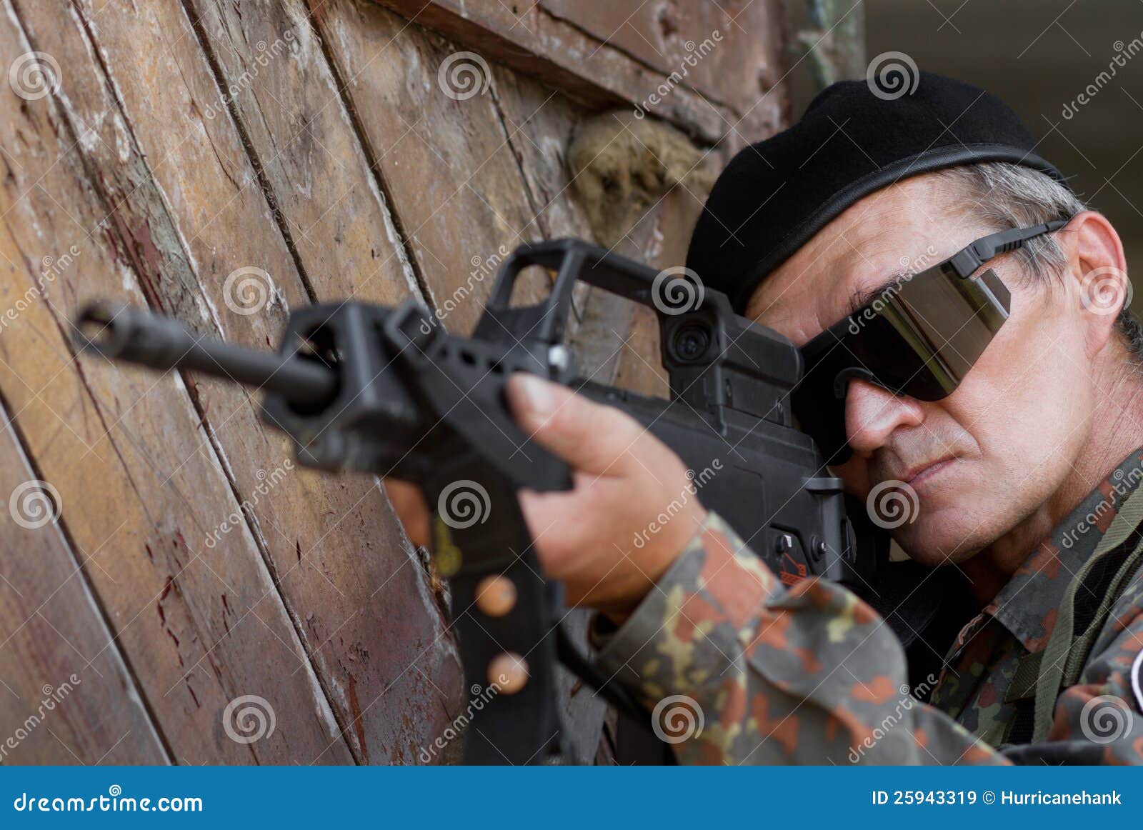 Old soldier with a gun stock image. Image of sniper, human - 25943319