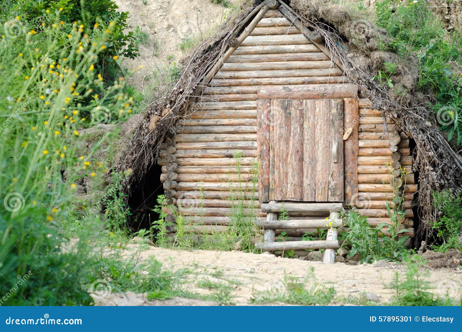 Old Solid Log Cabin Shelter Hidden in the Forest Stock Image - Image of ...
