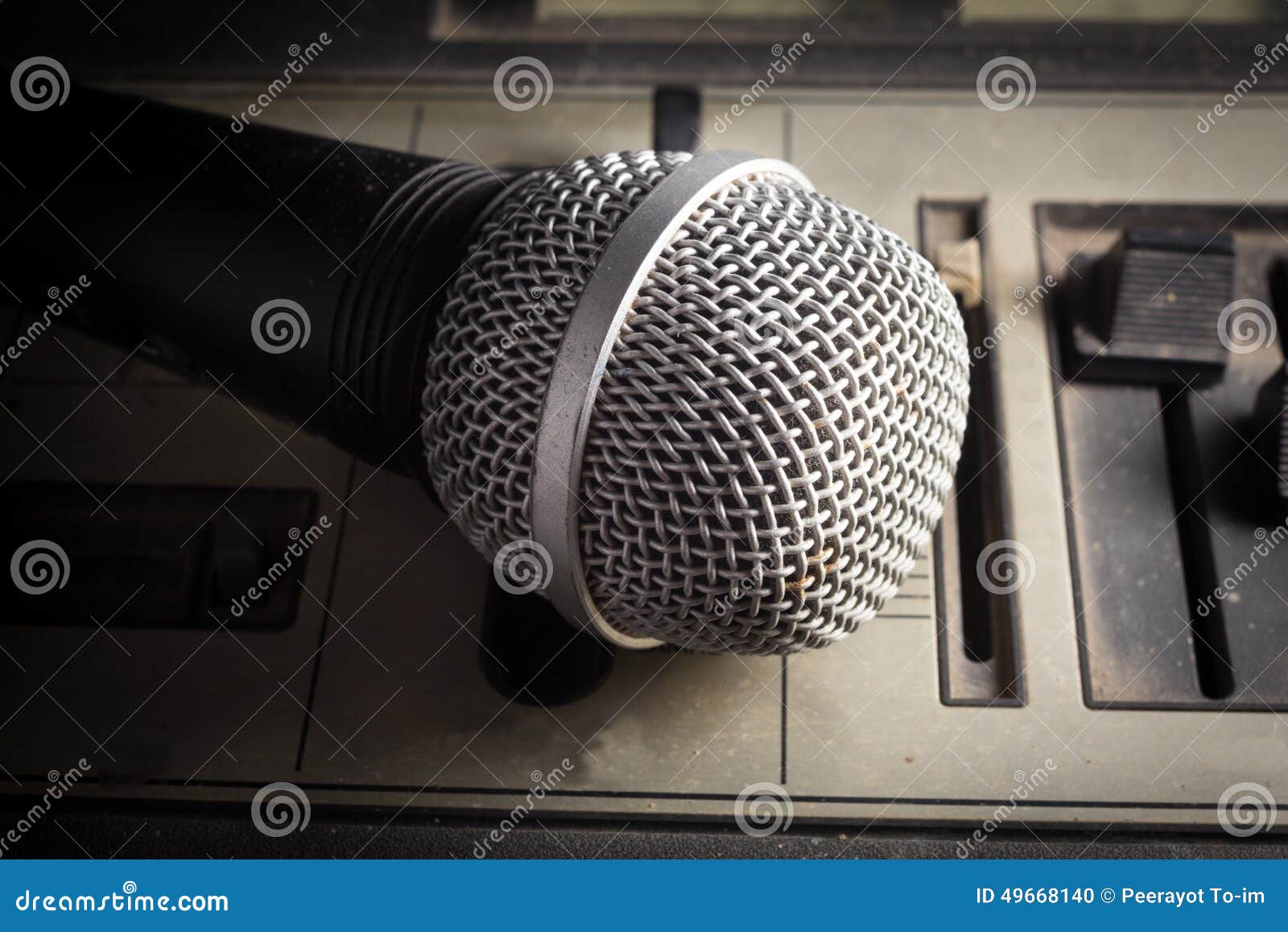 Old Sound Player with Microphone. Stock Photo - Image of control ...