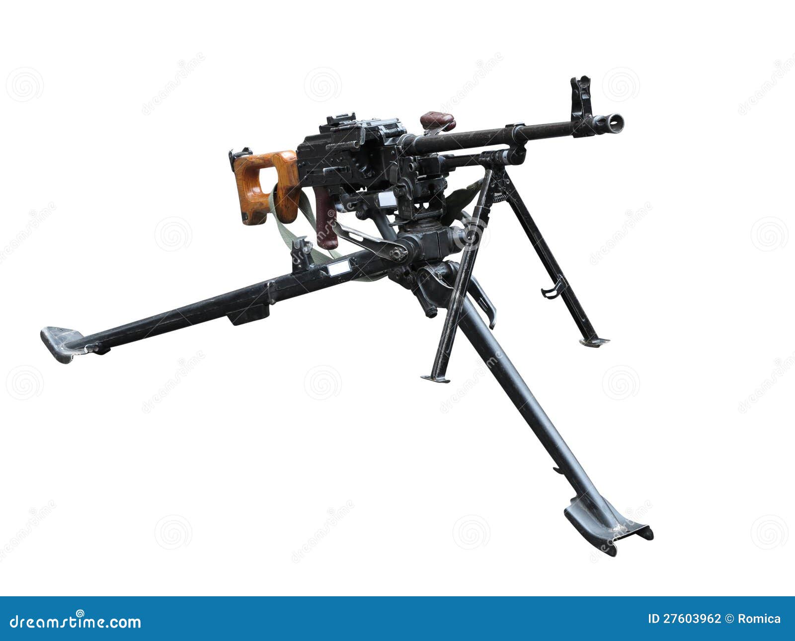 US Army M60 Machine Gun With Amminition Tape On Position Royalty-Free ...