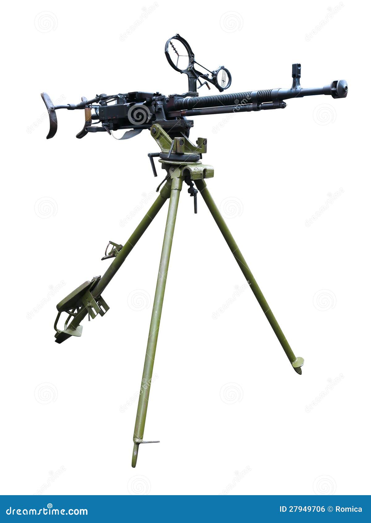 US Army M60 Machine Gun With Amminition Tape On Position Royalty-Free ...