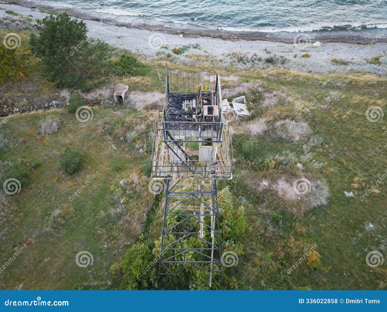 An Old Soviet Border Tower in Neeme. Drone Point of View Stock Photo ...