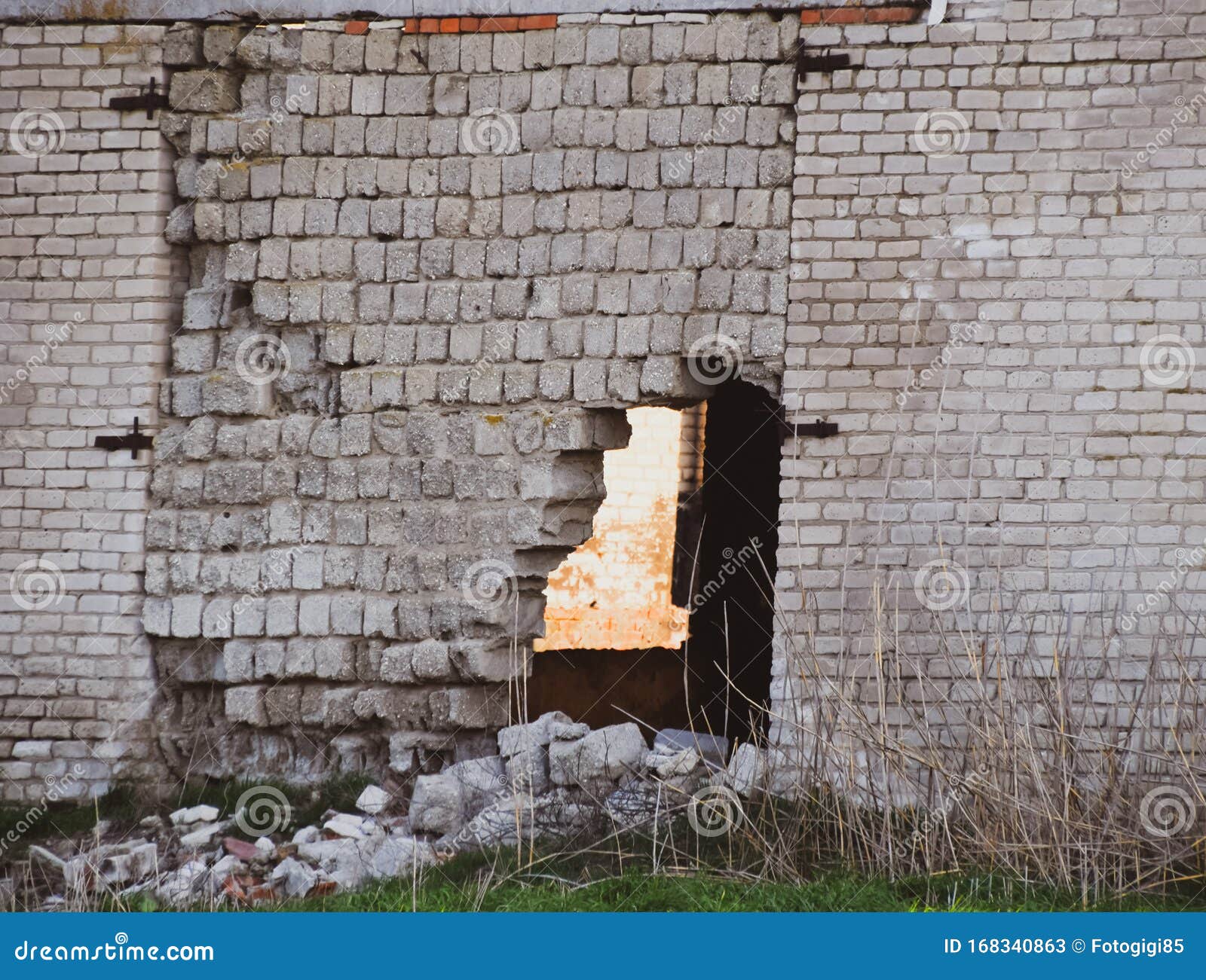 Old Soviet Brick Abandoned Building. Collapsing Brick Construction ...