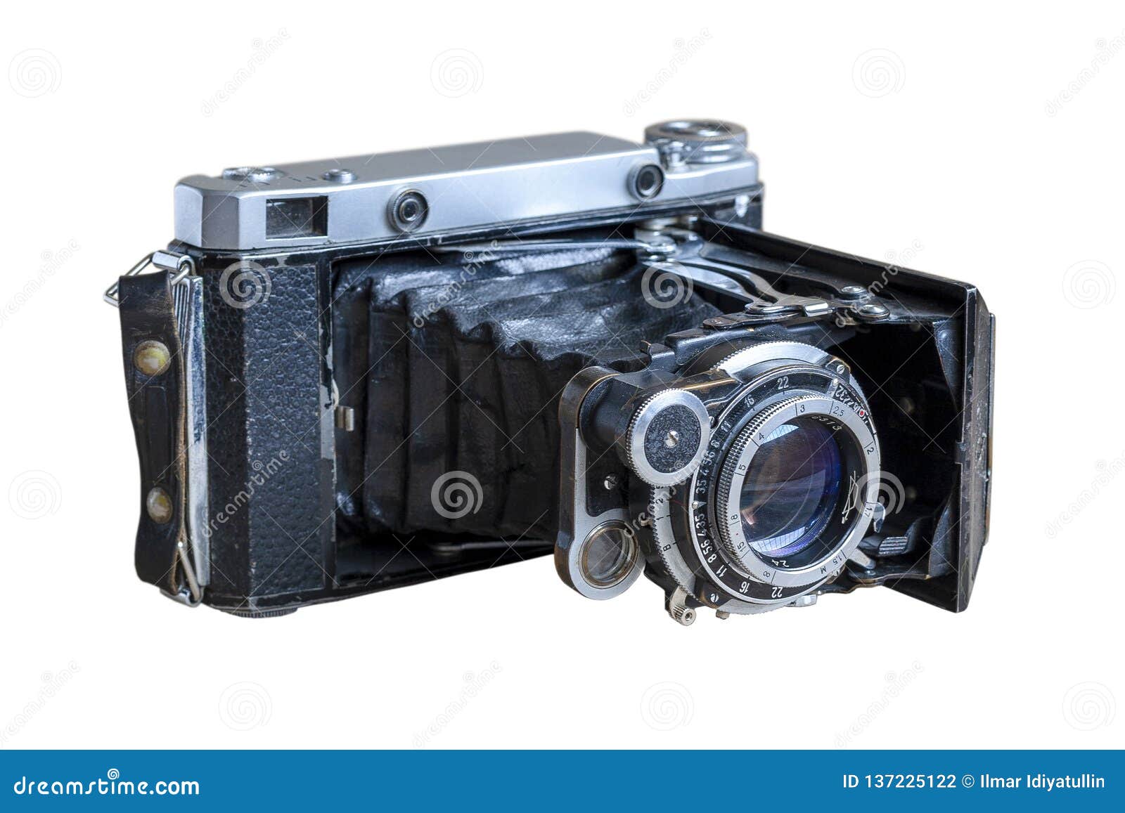 Old Soviet Camera. Old Camera with a Lens-accordion. Isolated on White ...