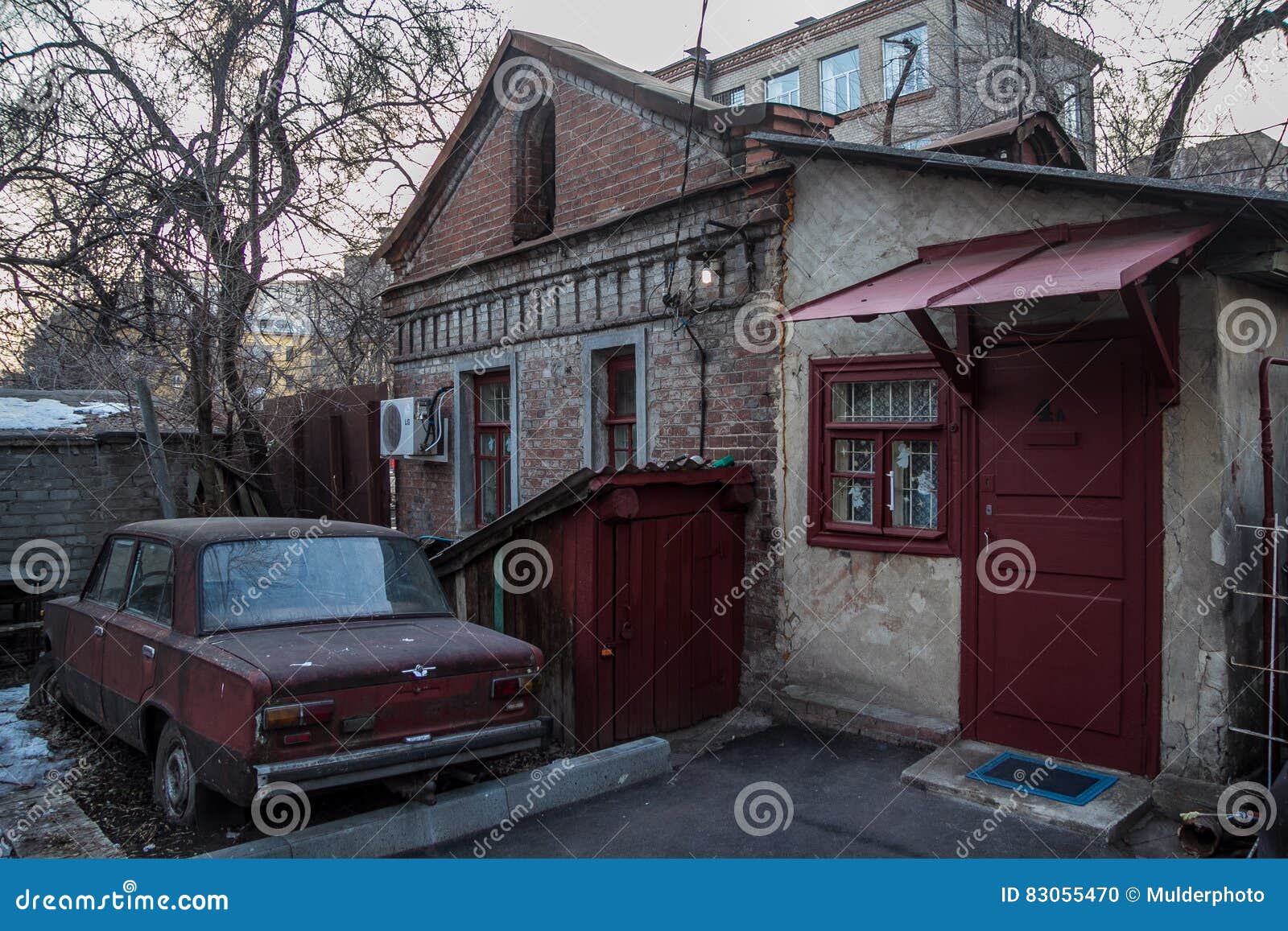 Old Soviet Car and Small House Where Small Man Lives Stock Photo ...