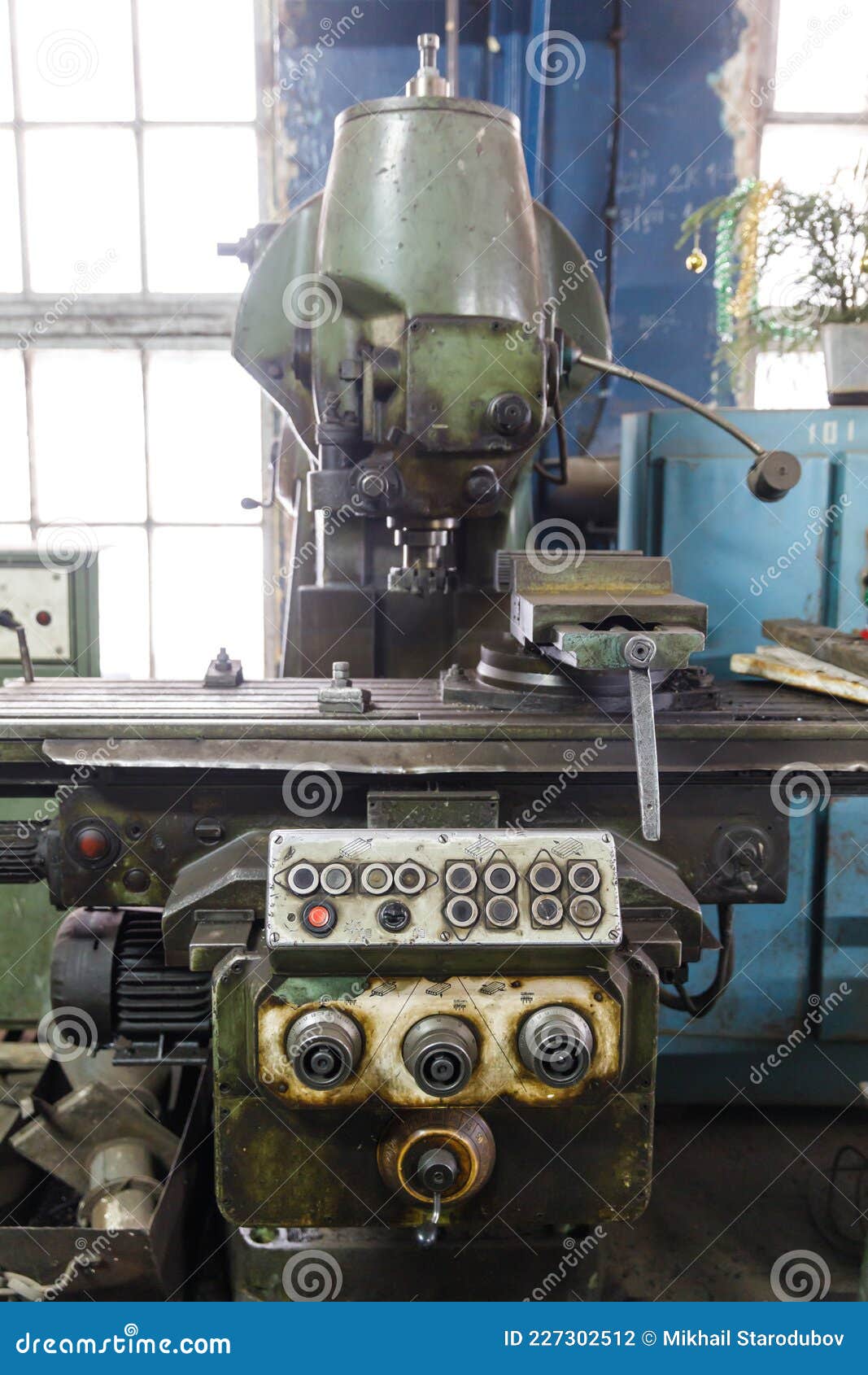 Old Soviet Lathe, Machine Tool Equipment. Locksmith Shop in the Railway ...