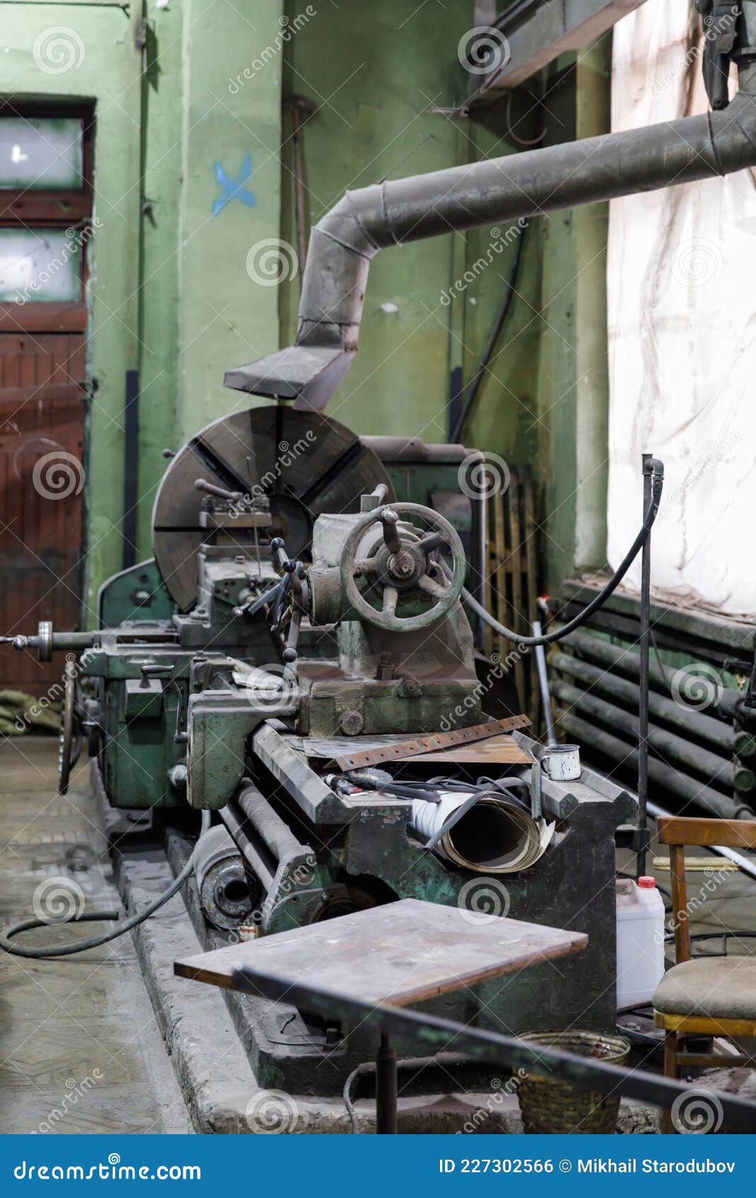 Old Soviet Lathe, Machine Tool Equipment. Locksmith Shop in the Railway ...