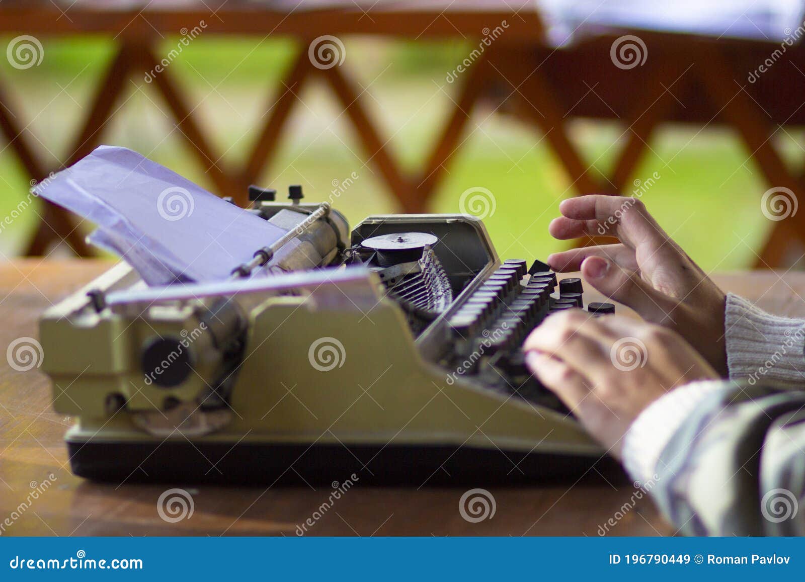 Old Soviet Mechanical Retro Typewriter in the Hands Stock Image - Image ...