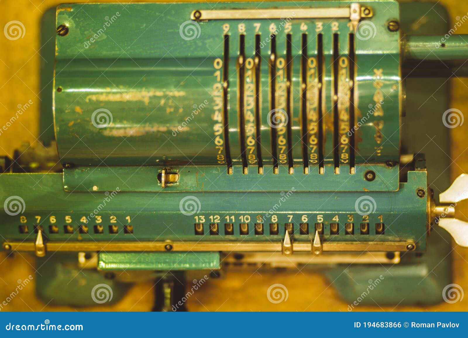 Old Soviet Metal Mechanical Retro Calculator Adding Machine Stock Photo ...