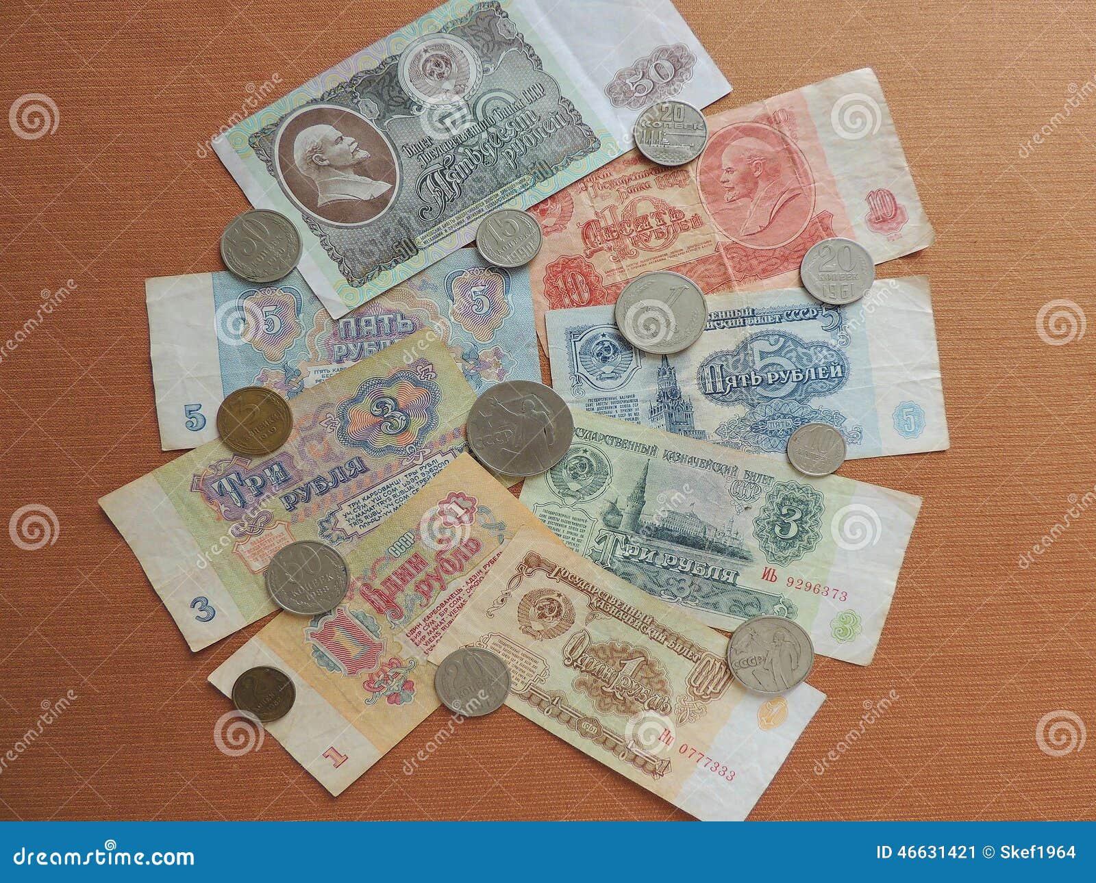 Old Soviet money. stock image. Image of brown, lenin - 46631421
