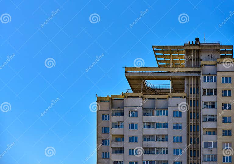 Old Soviet Panel Building, Copy Space Stock Image - Image of vintage ...