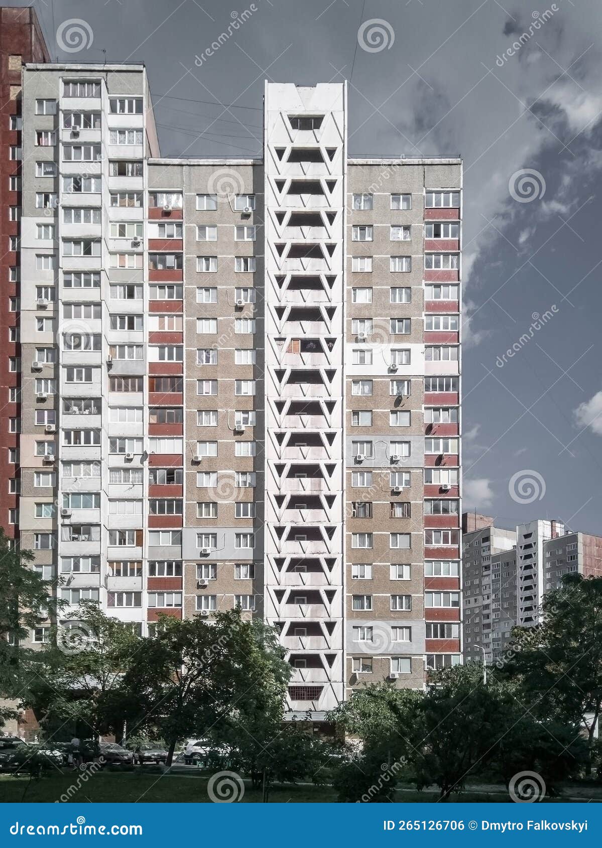 Old Soviet Prefabricated Skyscraper Panel Apartment Building. Editorial ...