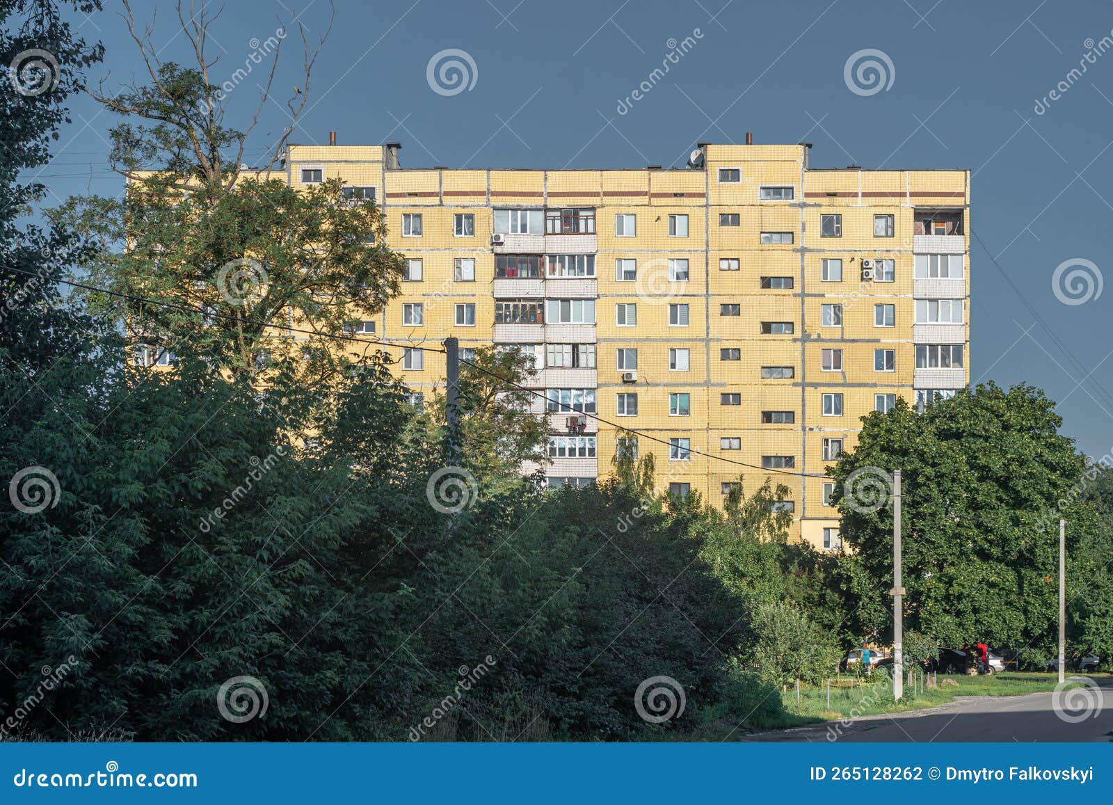 Old Soviet Prefabricated Tiled Skyscraper Panel Apartment Building ...