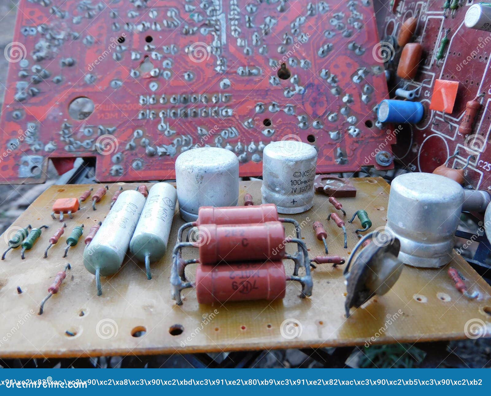 Old Soviet Resistors on a Circuit Board Stock Photo - Image of printed ...