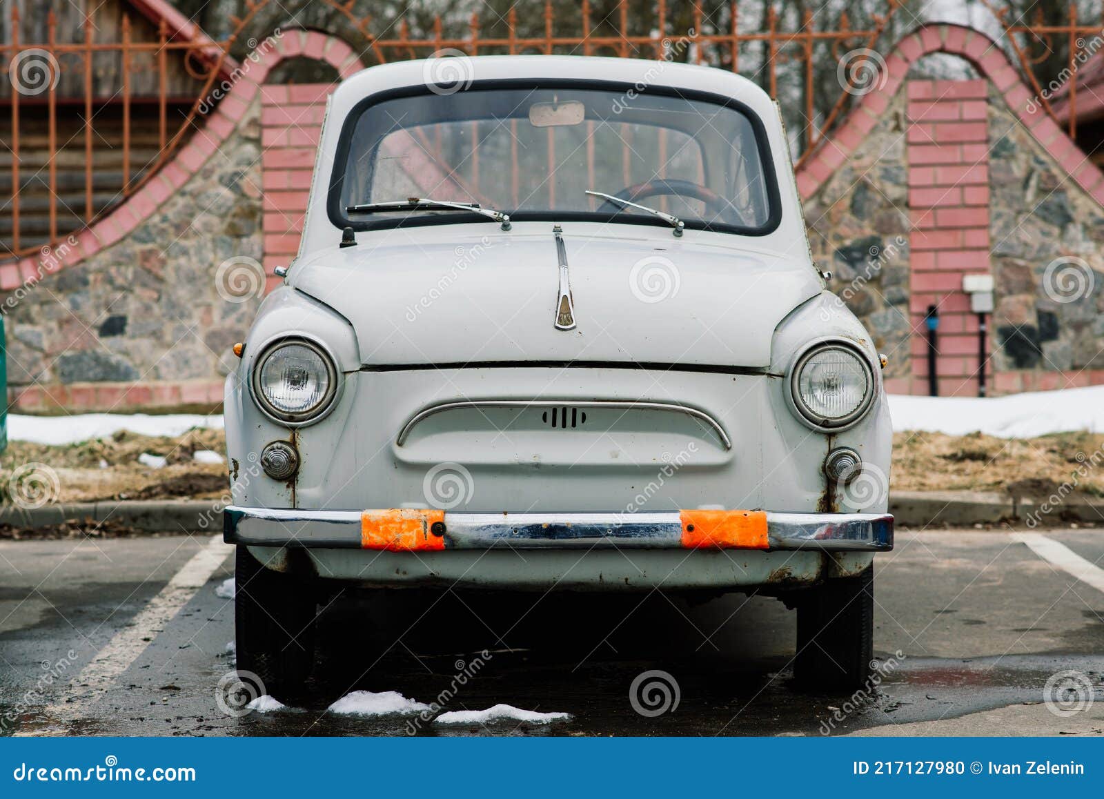 Old Soviet Retro Vintage Car in the Open Air. Row of Auto of the Soviet ...