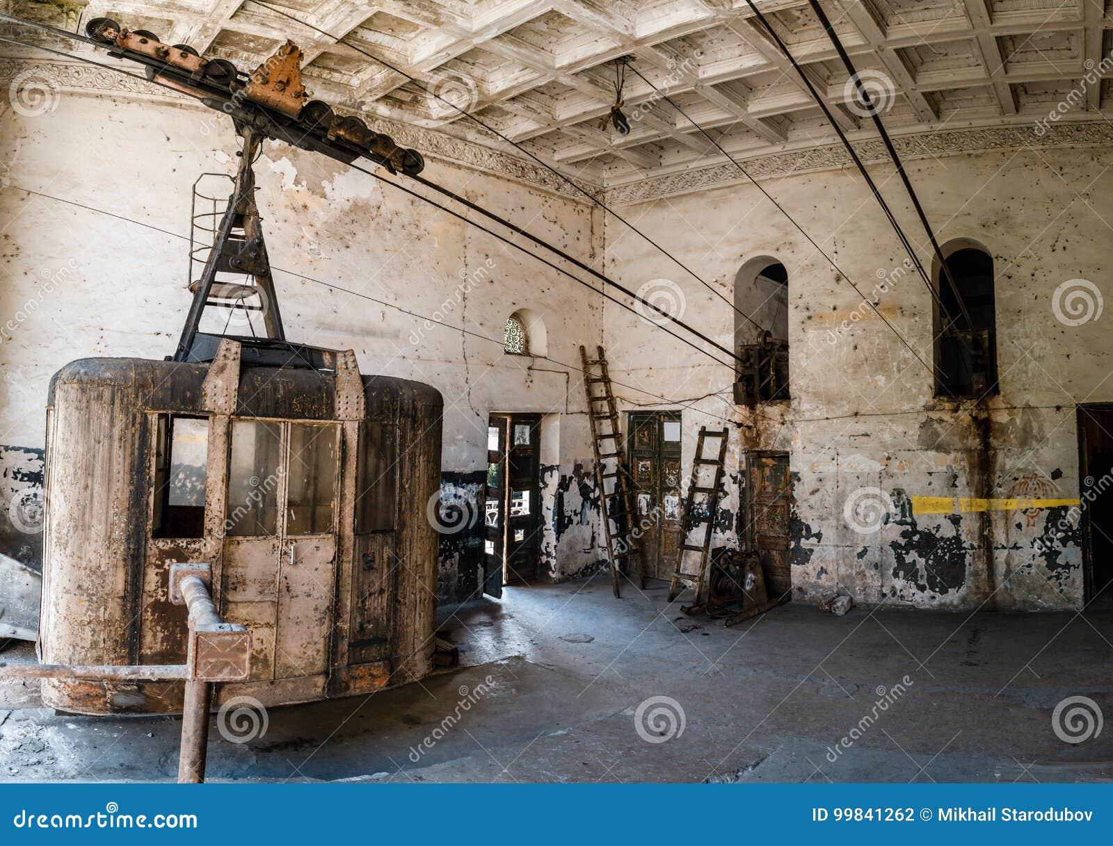 Old Soviet Rusty Bomb Shelter. Around Concrete Blocks. Green Grass ...