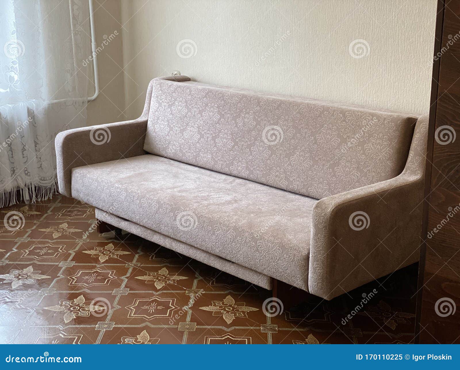 Old soviet sofa at home stock image. Image of building - 170110225