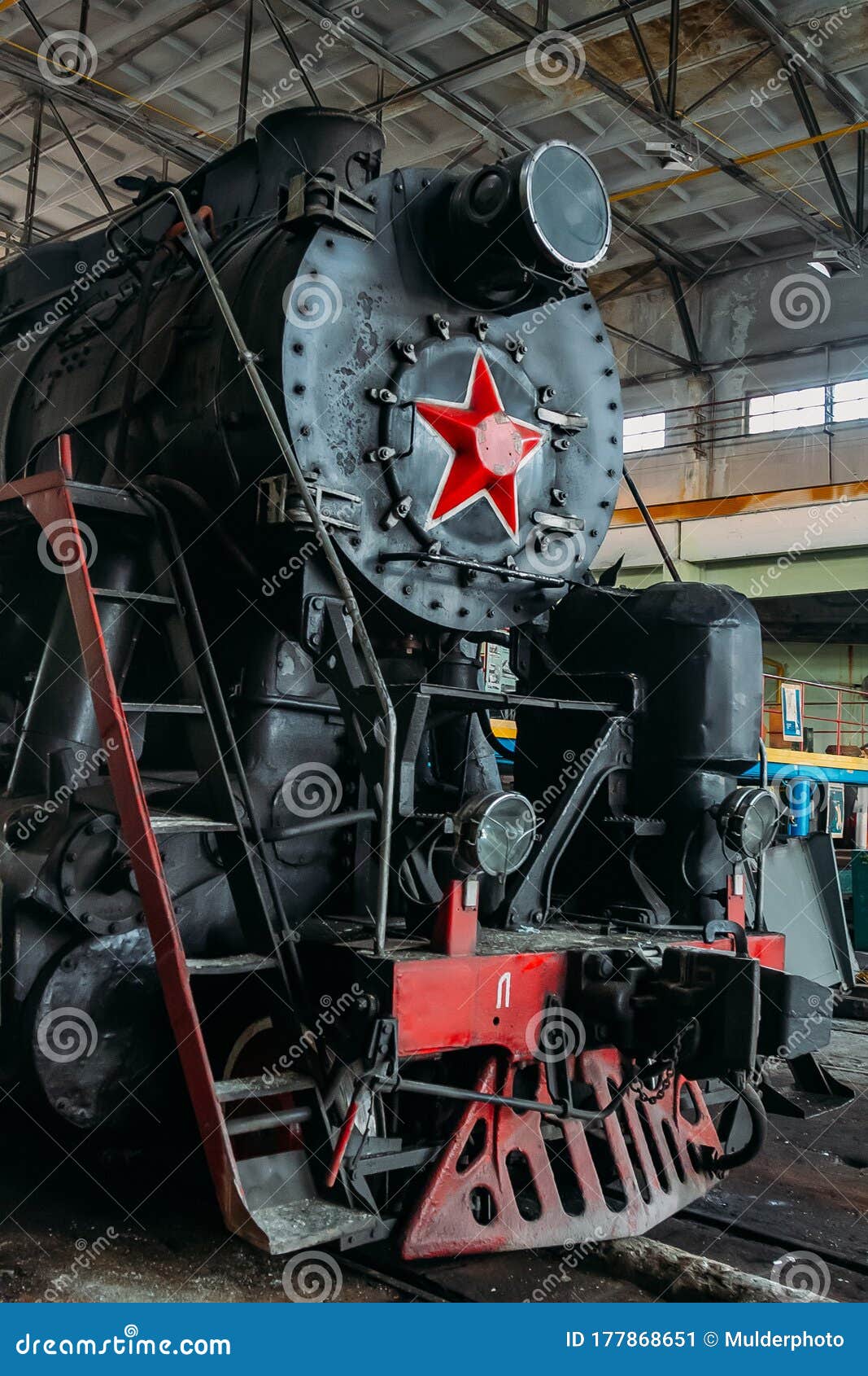 Old Soviet Steam Locomotive at the Train Depot Stock Image - Image of ...