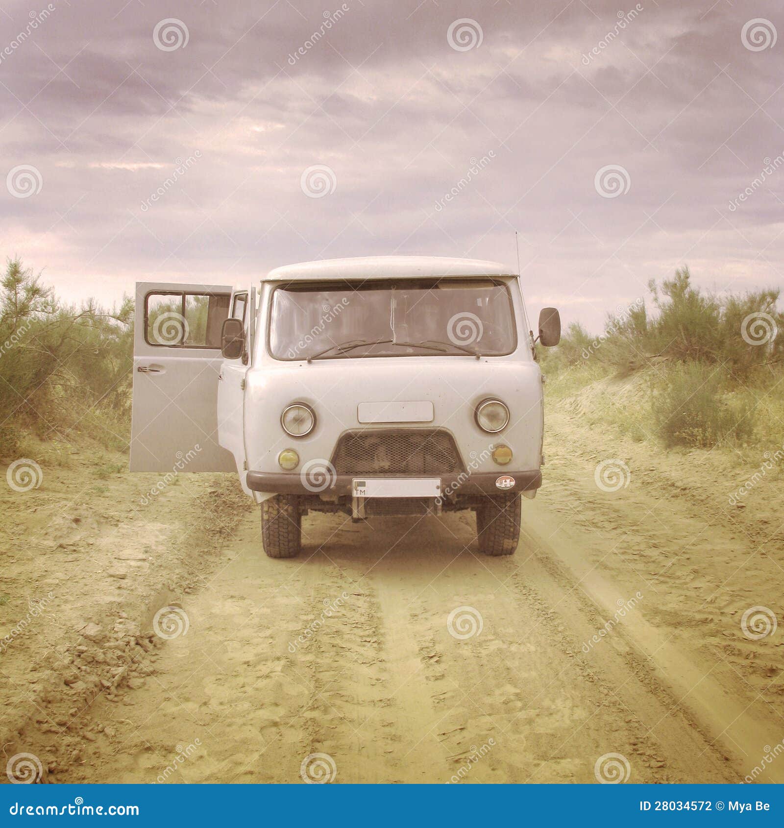 Old Soviet Style Minibus in the Desert Stock Photo - Image of minibus ...