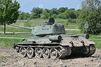Old Soviet Tank in the Field Stock Image - Image of airforce, power ...