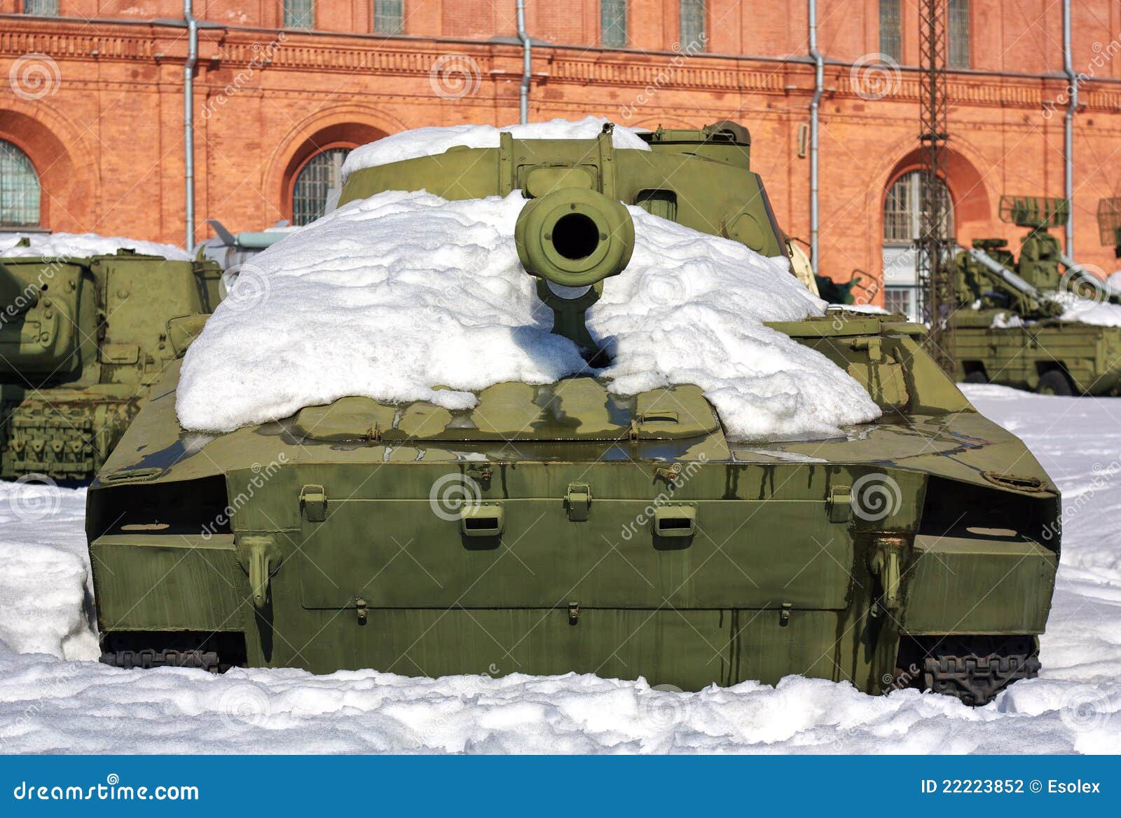 Old Soviet Tank in the Snow Stock Photo - Image of artillery, armor ...