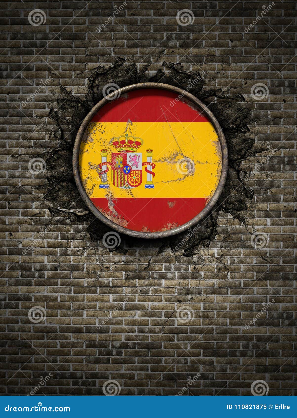Old Spain Flag in Brick Wall Stock Illustration - Illustration of sign ...