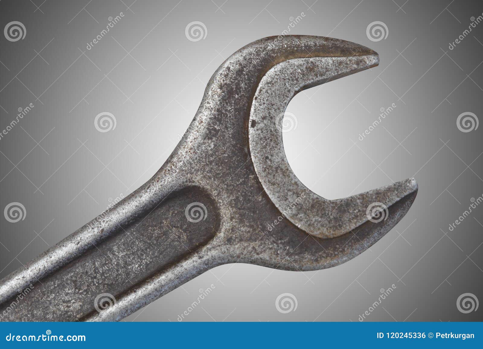 Old Spanner on Grey Background Stock Photo - Image of grey ...