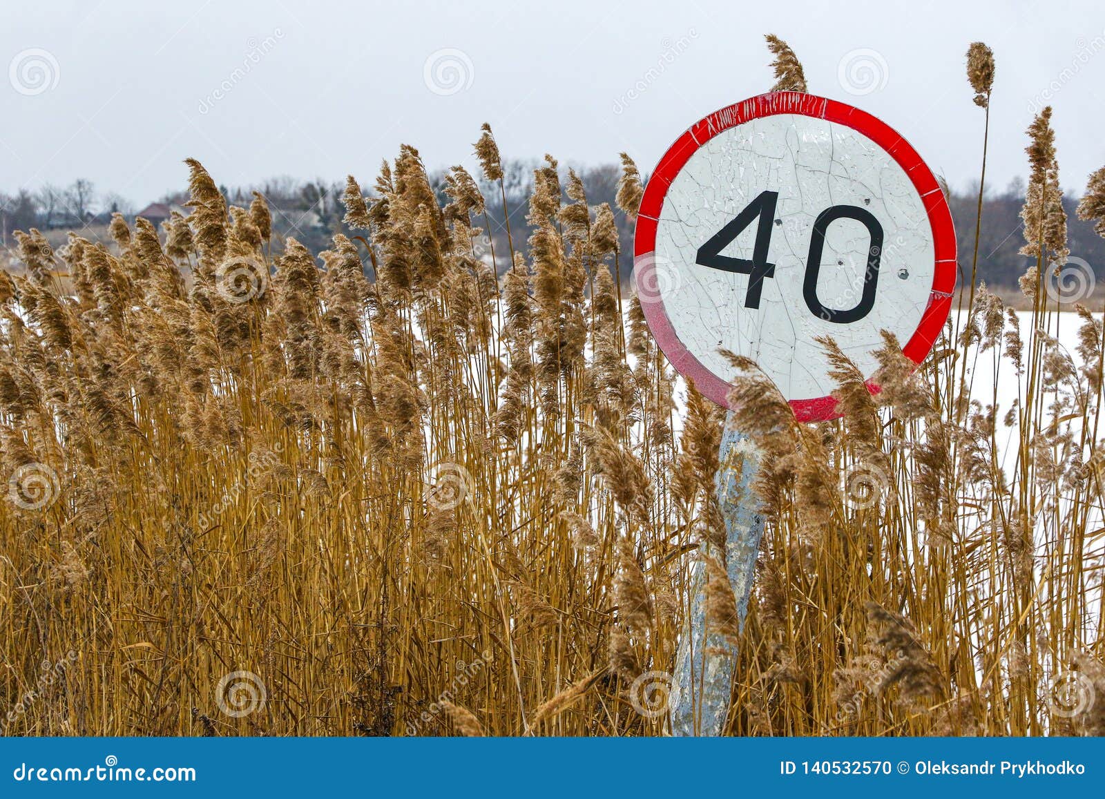 Old Speed Limit Sign on the Side of the Road Stock Photo - Image of ...