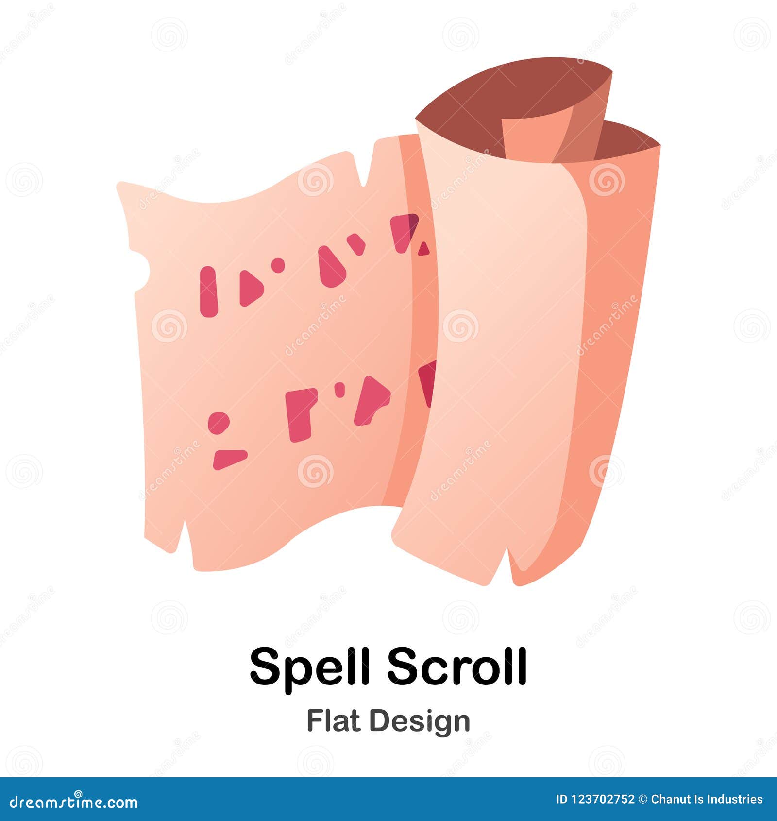 Spell Scroll Flat Icon stock vector. Illustration of cartoon - 123702752