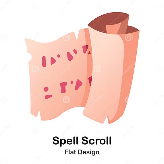 Spell Scroll Flat Icon stock vector. Illustration of cartoon - 123702752
