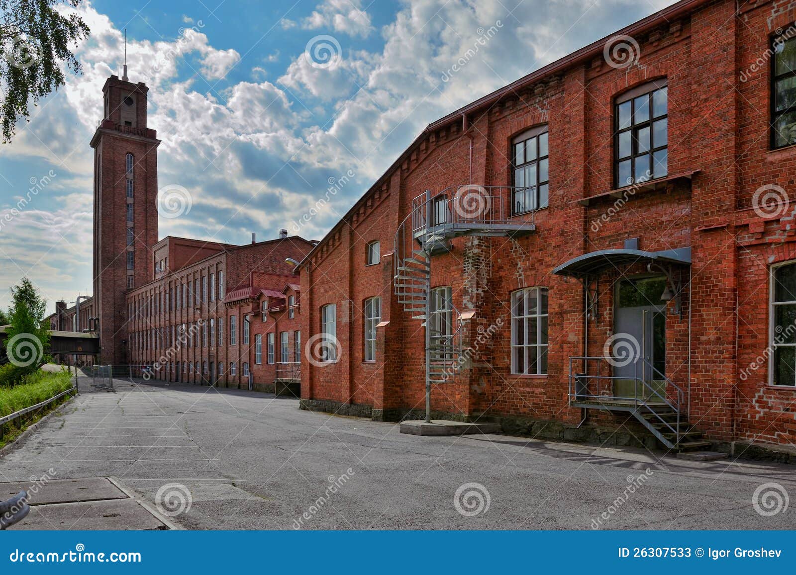 Old Spinning Mill Buildings of Red Brick Stock Image - Image of cloud ...