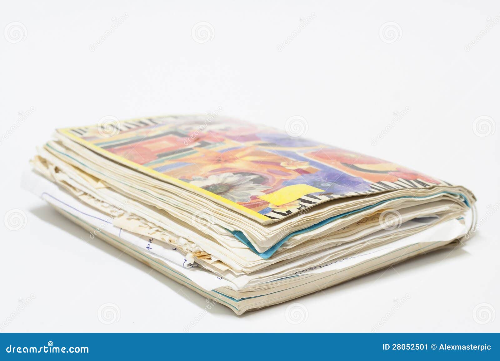 Old Spiral Notebook with Records Stock Image - Image of paper, effect ...