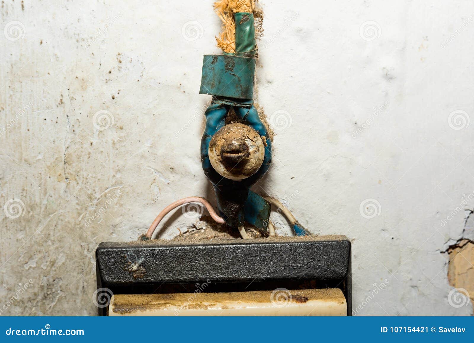 The Old Spoiled Dangerous Wire in the Electrical Tape To the Switch ...