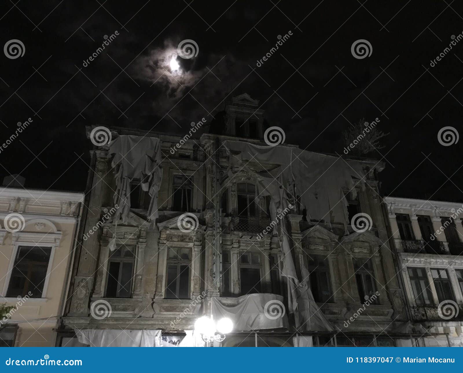 Old Spooky Ruin Hotel in the Night Stock Image - Image of daytime ...