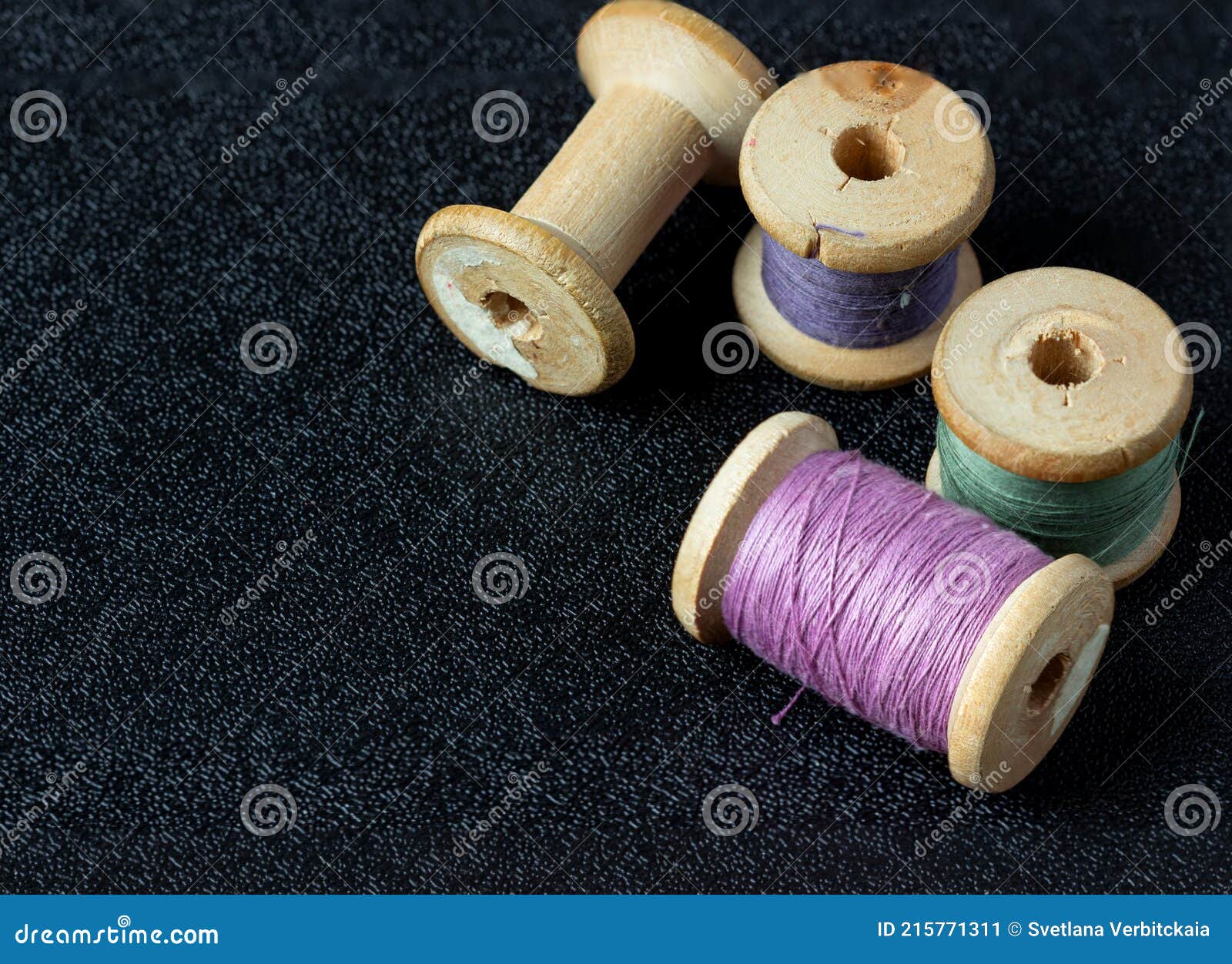 Old Spools on a Black Background Stock Image - Image of embroidery ...