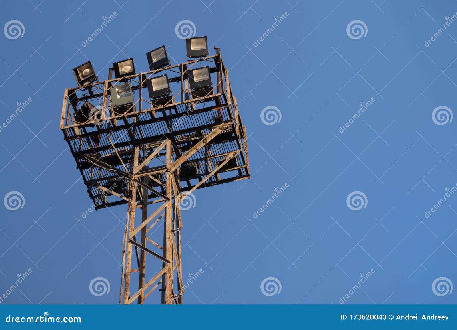 Old Spotlight on Rectangular Worn Metal Frame Mounted on Shabby ...