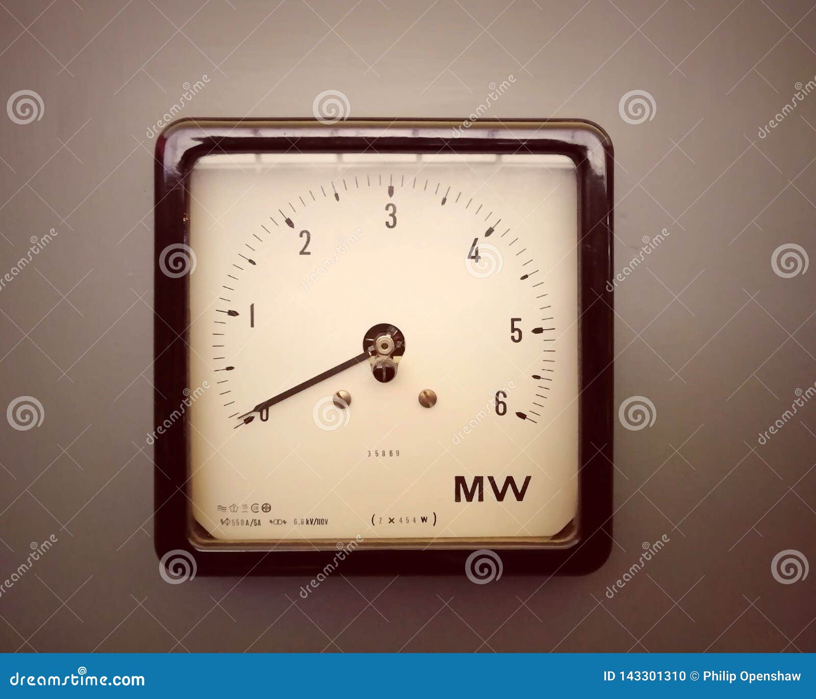 Old Square Industrial Wattmeter with the Scale Measured in Milliwatts ...