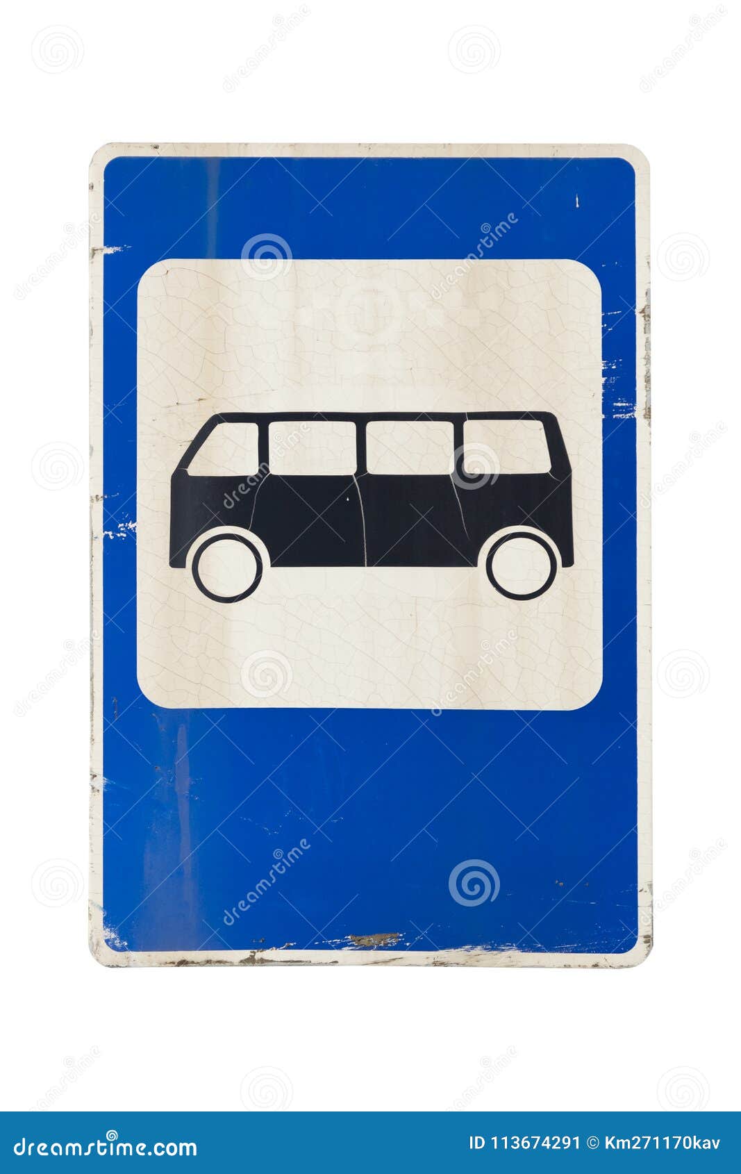Old Square Road Sign `Bus Stop` Isolated on White Stock Vector ...