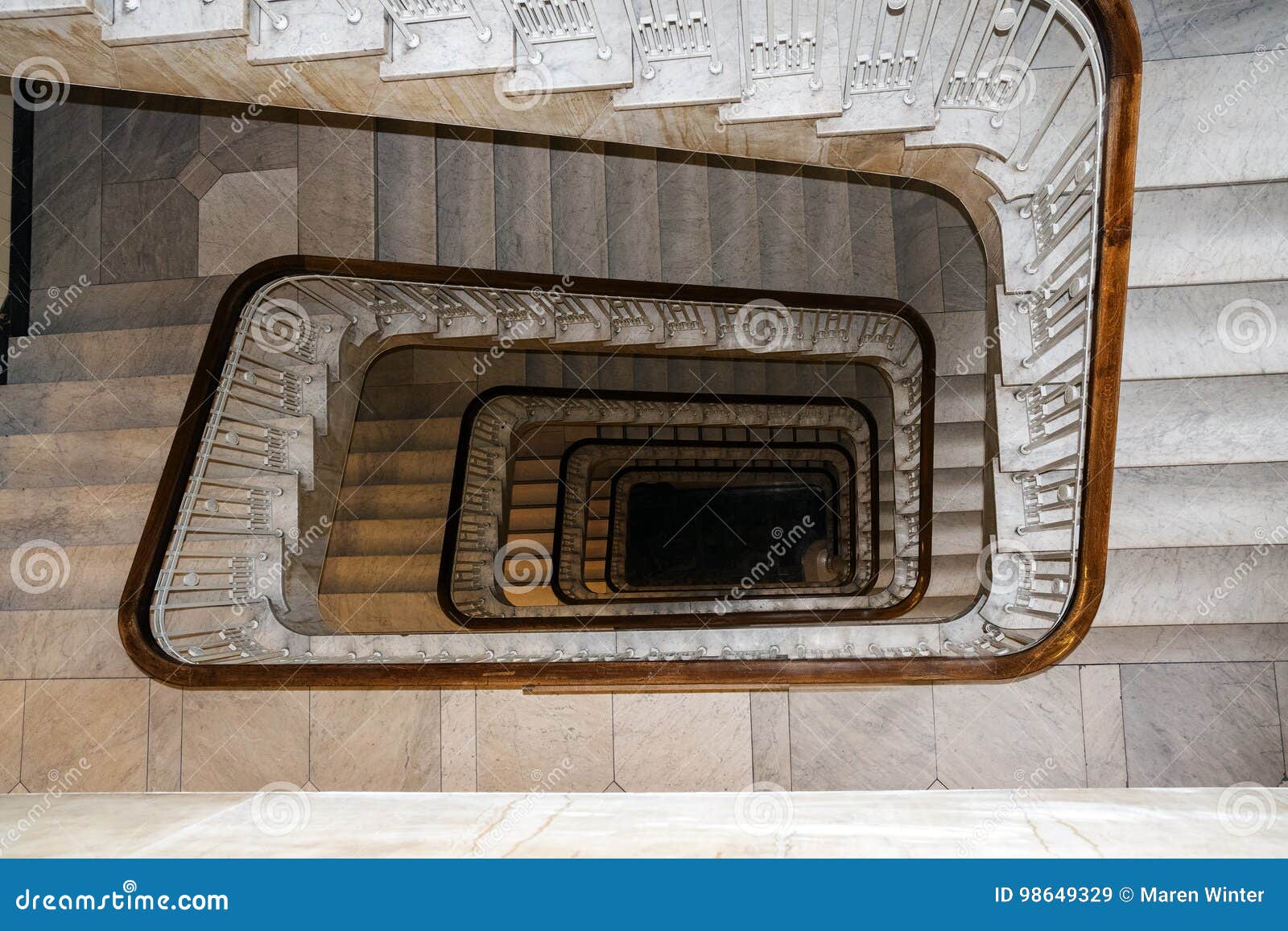 Old Square Spiral Stairway Case from Above Stock Image - Image of ...