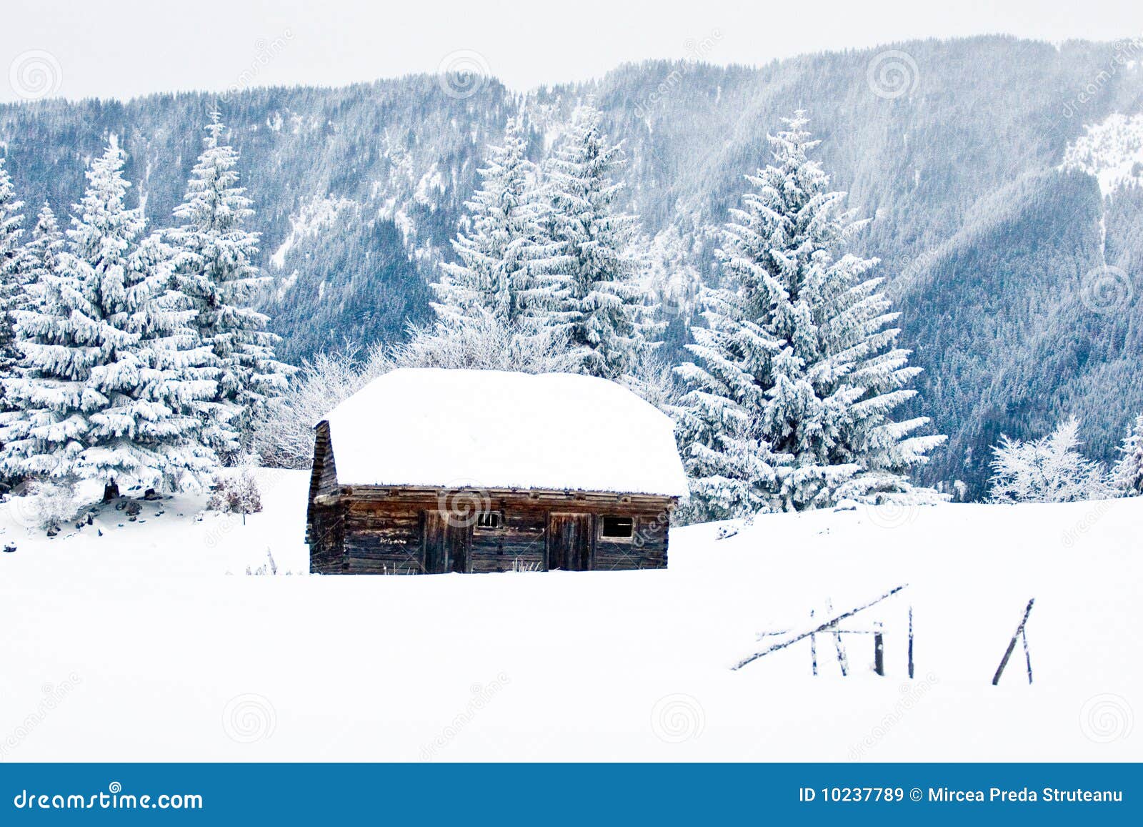 Old stable in winter stock image. Image of temperature - 10237789