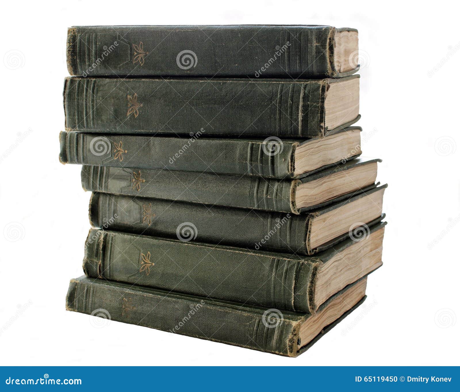An Old Stack of Green Books on the Shelf Stock Photo - Image of ...