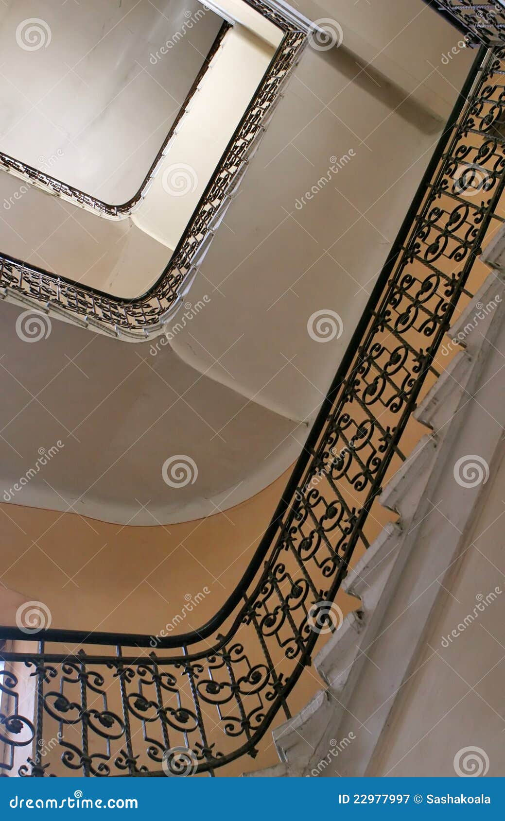 Old staircase from below stock image. Image of home, interior - 22977997