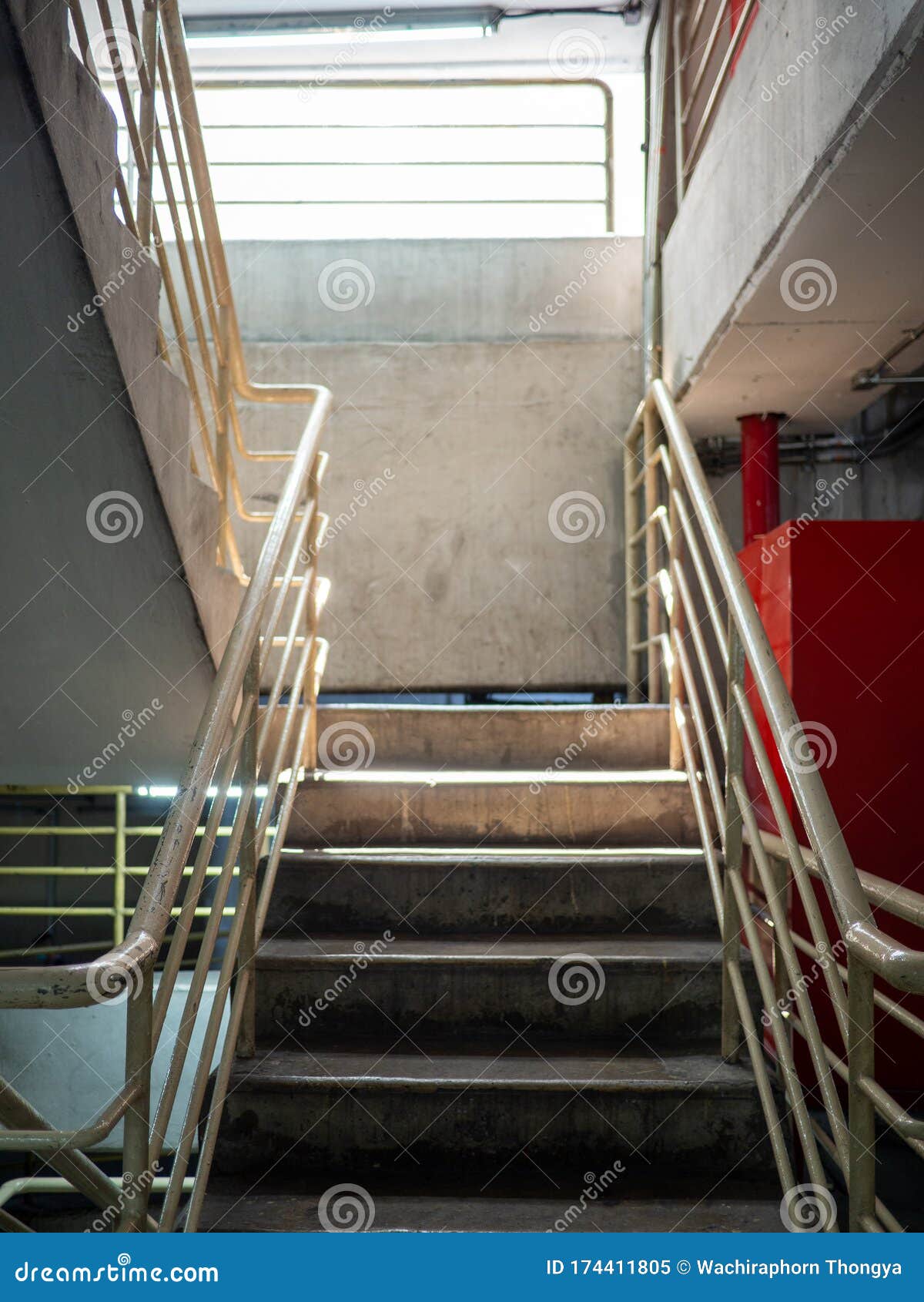 Old Stairs, Fire Escape Ladders, Mall Parking Stairs. Stock Image ...