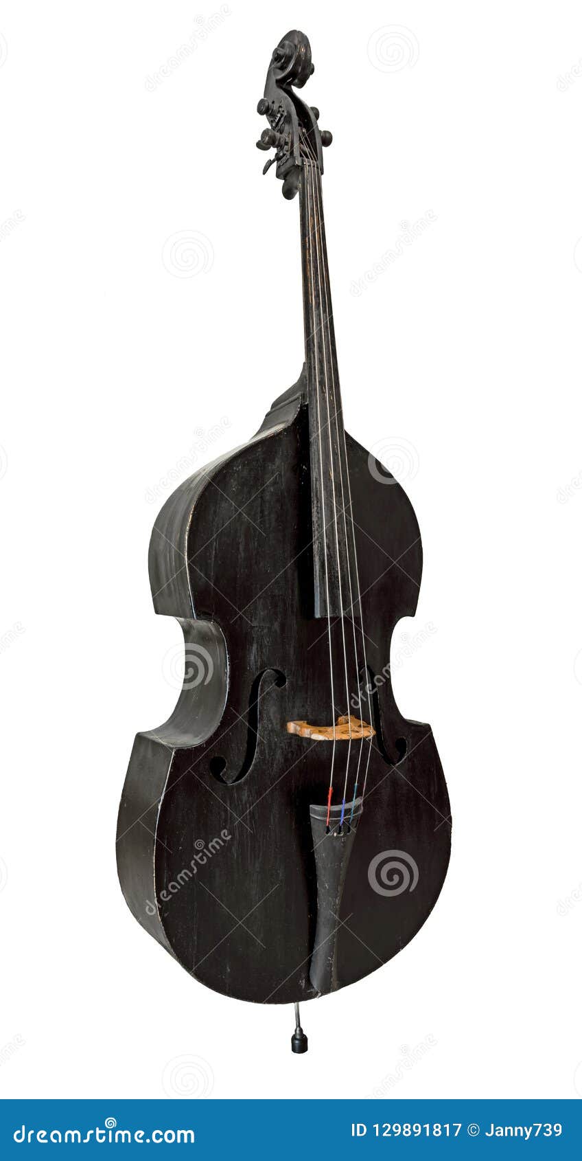 Old Standing Black Double Bass Isolated on White Stock Image - Image of ...