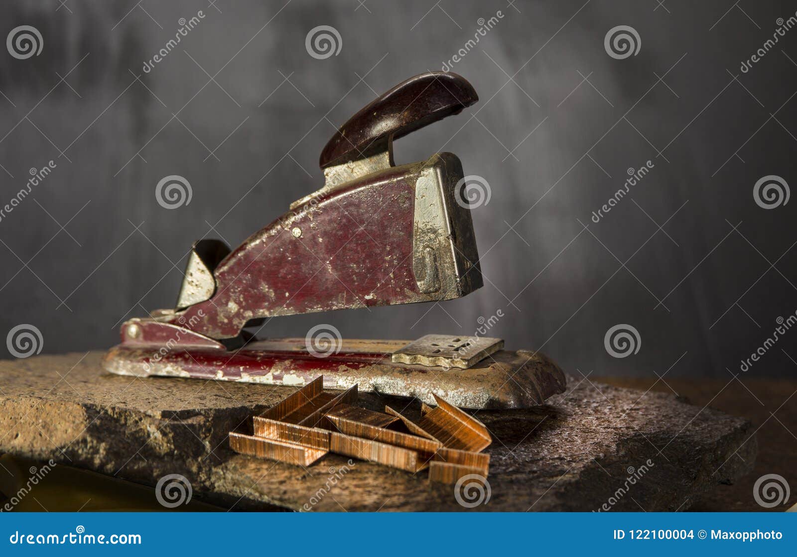 Old Stapler on the Stone and Dark Background. Stock Photo - Image of ...