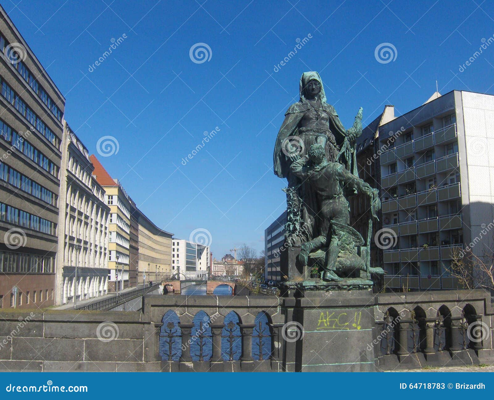 Old Statue on a Bridge Over a River in Berlin, Germany Editorial Stock ...