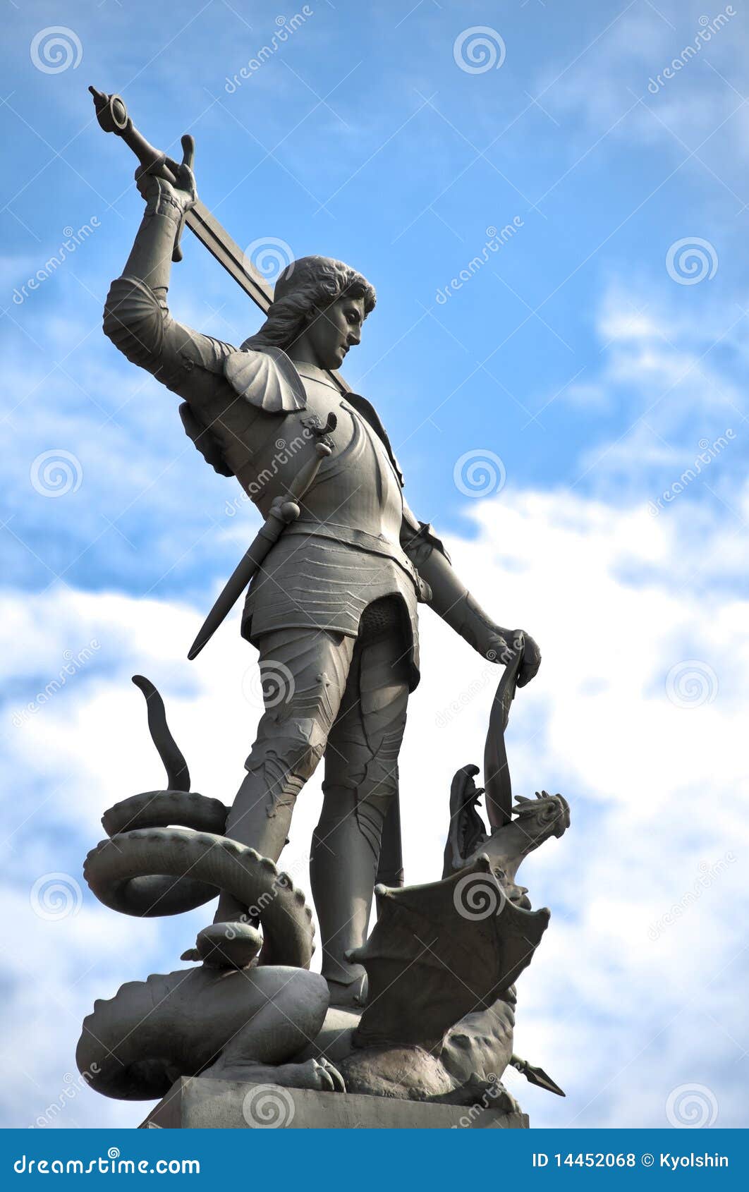 Old Statue Depicting Man Killing Dragon Stock Photo - Image of ...