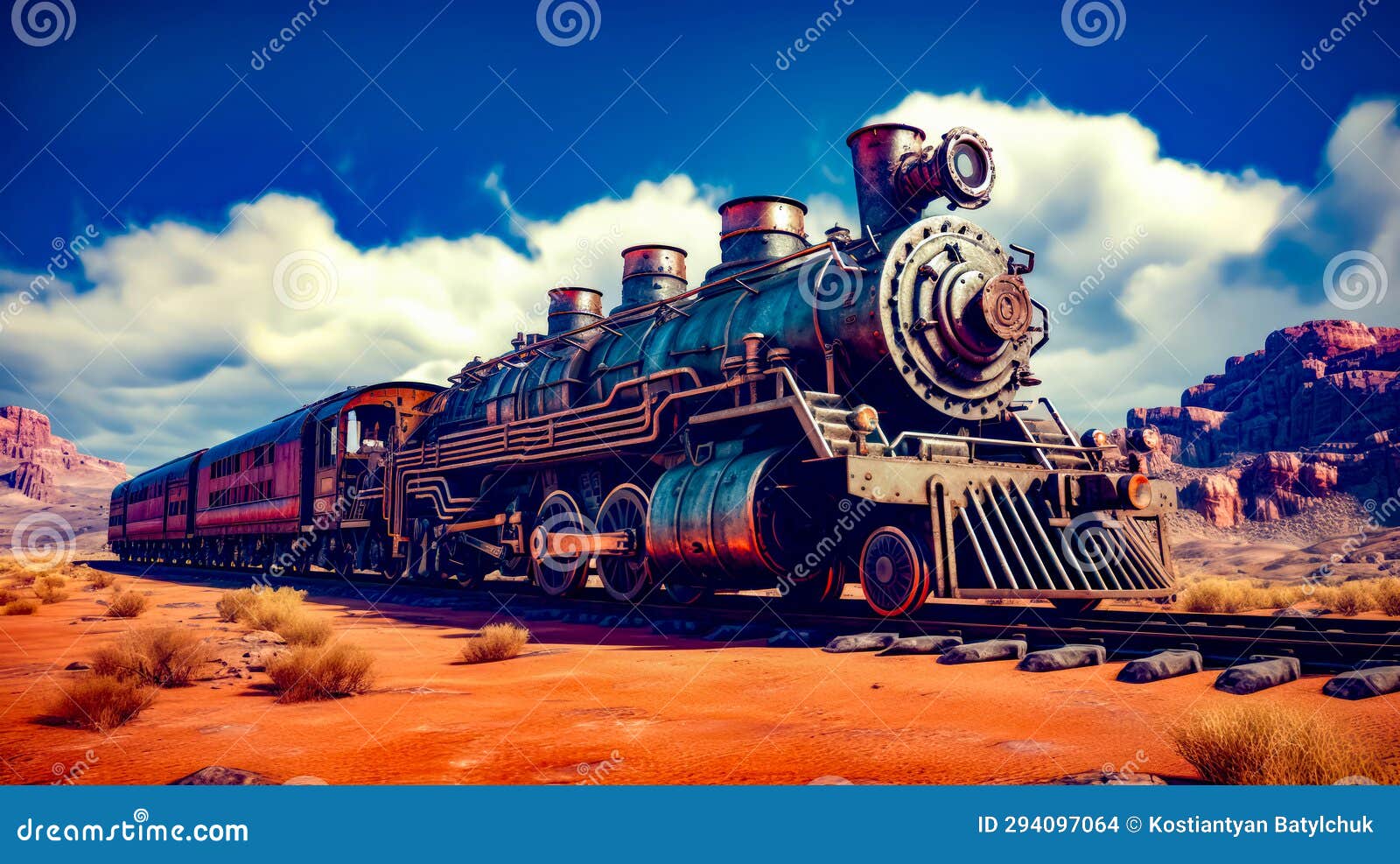 Old Steam Engine Train Sitting on the Tracks in the Middle of Nowhere ...