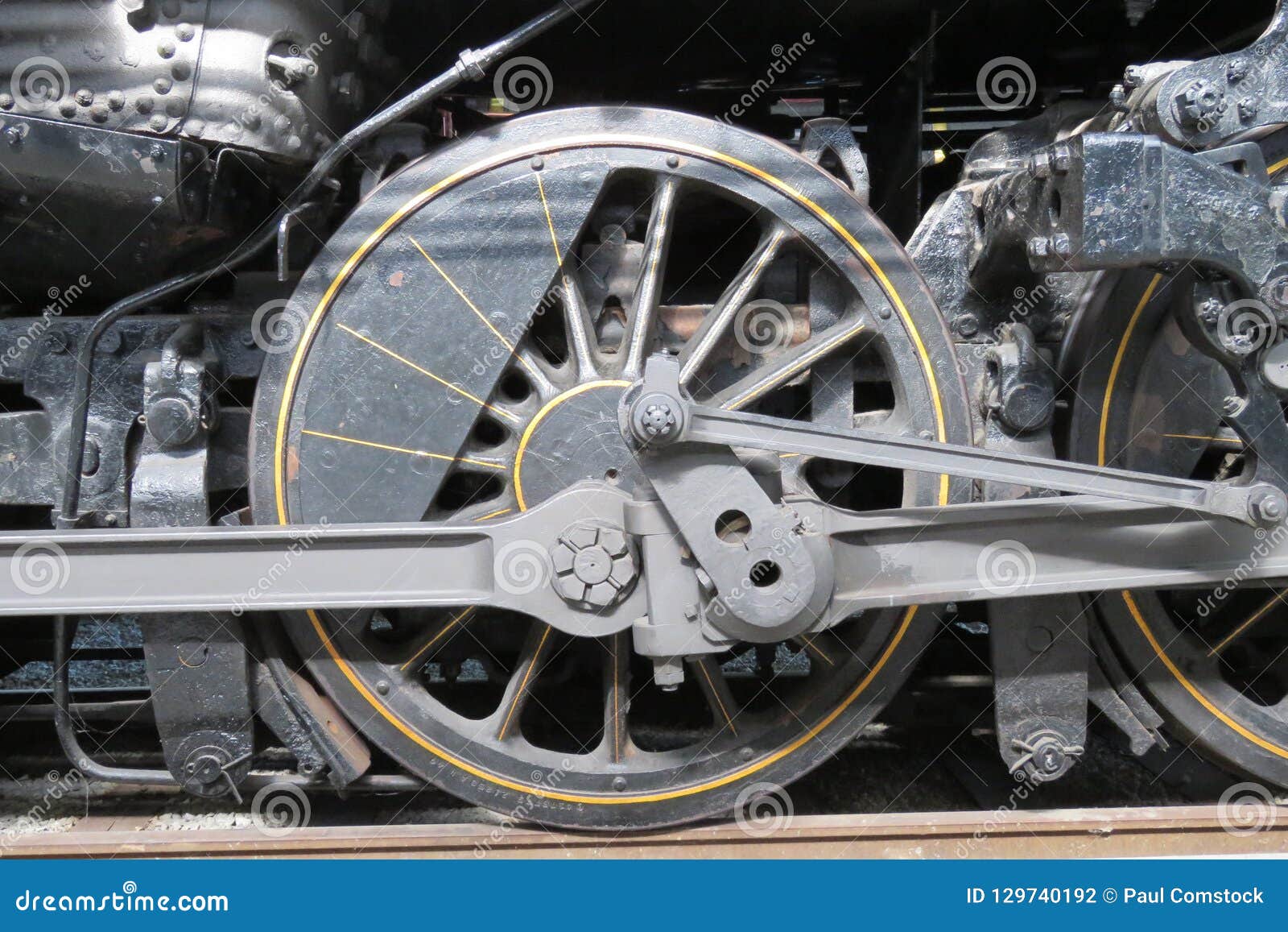 Old Steam Engine Train Wheel and Rods. Stock Photo - Image of shaft ...